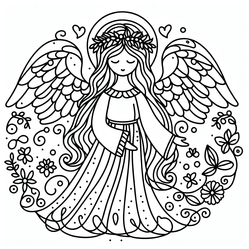 Dibujos de ángeles para imprimir y colorear